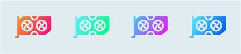 Graphic Card Solid Icon In Gradient Colors Processor Signs