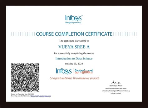 Vijeya Sree A On Linkedin Datascience Springboard Infosys Learningjourney Skct Skctece