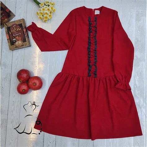 خرید و قیمت پیراهن یلدا جنس مخمل کبریتی رنگ اب اناری برند پولک ارسال