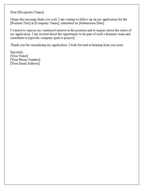 Letter Template For Recruitment Process Follow Up Free Samples In Pdf Letterin