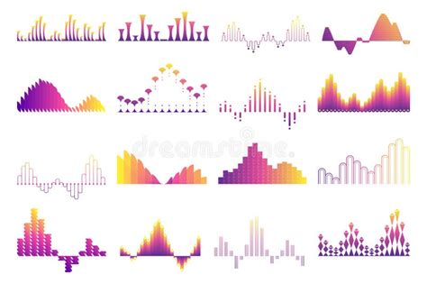 Sound Waves Set Audio Digital Equalizer Technology Voice Line Waveform Volume Level Symbol