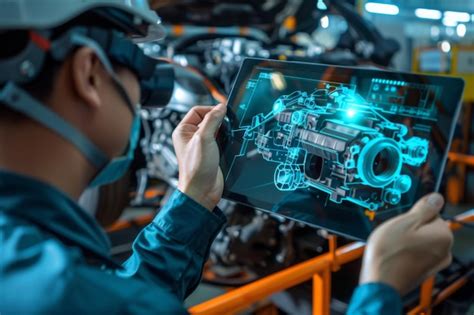 premium photo safety gearclad professional analyzes engine hologram
