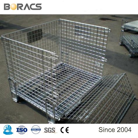 Metal Bin Storage Container Wire Mesh Pallet Crate Foldable Stackable
