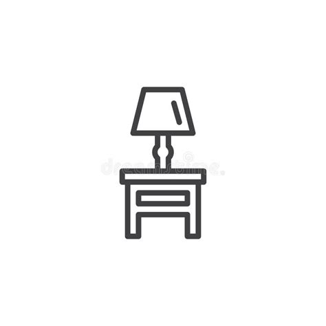 Bedside Table With Lamp Outline Icon Stock Vector Illustration Of Icon Stand 133980912