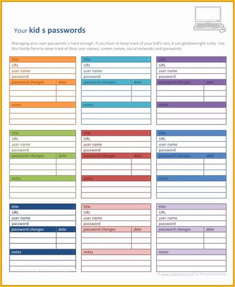 Free Excel Password Manager Template Of Password Organizer Template
