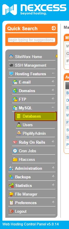 How To Create Mysql Databases With Siteworx Nexcess