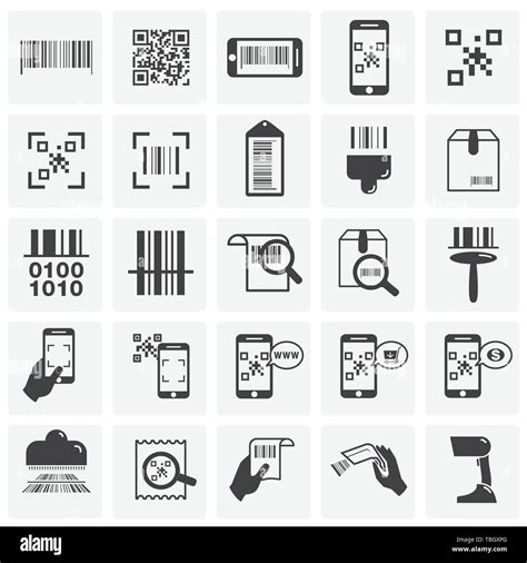 Barcode Related Icons Set On Background For Graphic And Web Design Simple Illustration