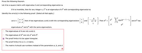 Solved Prove The Following Theorem Let A Be A Square Matrix Chegg Com