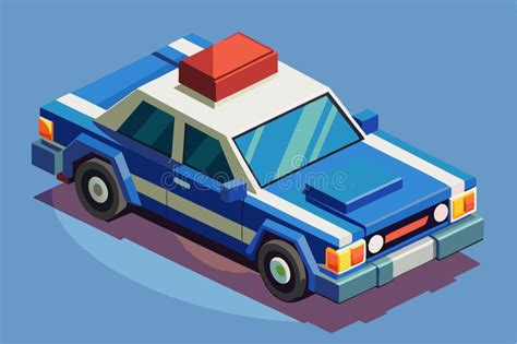 A Colorful Isometric Representation Of A Police Car Designed For Use In Various Digital Projects