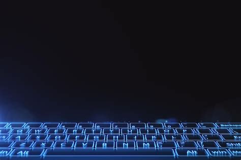 Premium Photo Abstract Glowing Blue Digital Keyboard On Dark Background With Mock Up Place