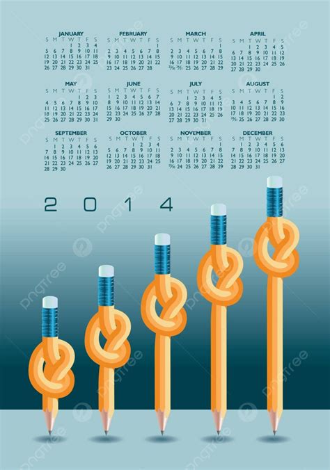 2014 Creative Knotted Pencil Calendar Stuck Scheduler Daily Vector