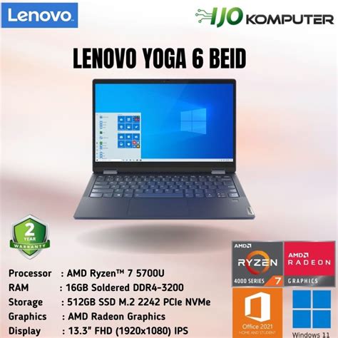 Jual Lenovo Yoga Beid Ryzen U Gb Gb Ssd Amd Radeon Win Ohs Indonesia Shopee Indonesia