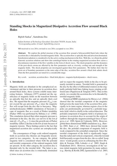 Pdf Standing Shocks In Magnetized Dissipative Accretion Flow Around