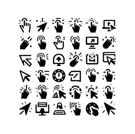 Set Of Arrow Web Cursors Set Computer Pointer Click Icon Clicking Arrows Or Hands Cursors