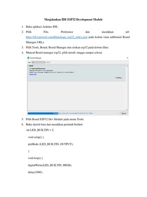 1 Menjalankan Ide Esp32 Development Module Pdf Arduino Fahrenheit
