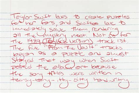 Decoding Taylor Swifts Tiny Handwriting In 1989 Track List