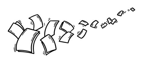 Flying Paper Sheets In Doodle Style Hand Drawn Blank Document Pages