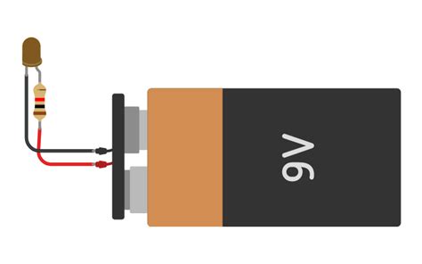 Circuit Design Glowing Led Using 9v Battery Tinkercad