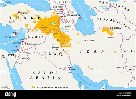 Kurdish Areas In The Middle East Political Map Countries With Their