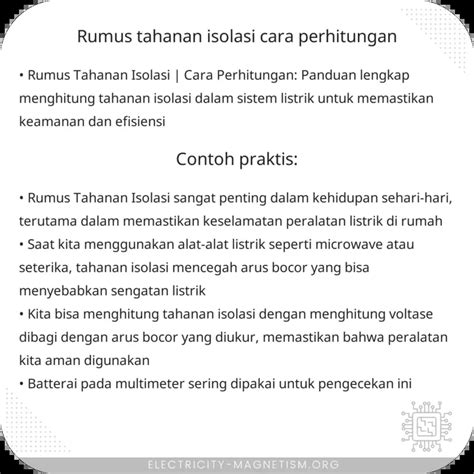 Rumus Tahanan Isolasi Cara Perhitungan