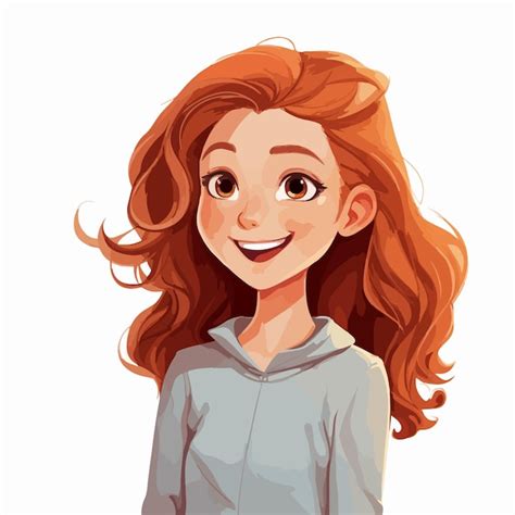 Smiling Young Redhead Girl Vector Illustration Premium Ai Generated