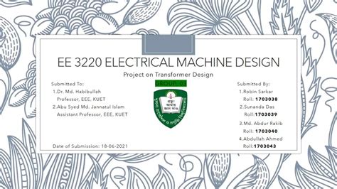 Design Of Core Type 11kv 430v 3 Phase Distribution Transformer Pptx