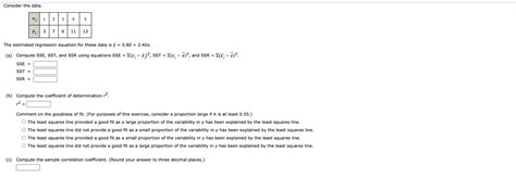Solved Consider The Data X 1 2 3 4 5 3 7 6 11 13 The