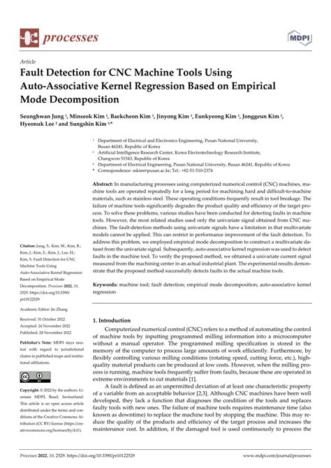 PDF Fault Detection For CNC Machine Tools Using Auto Associative Kernel Regression Based On