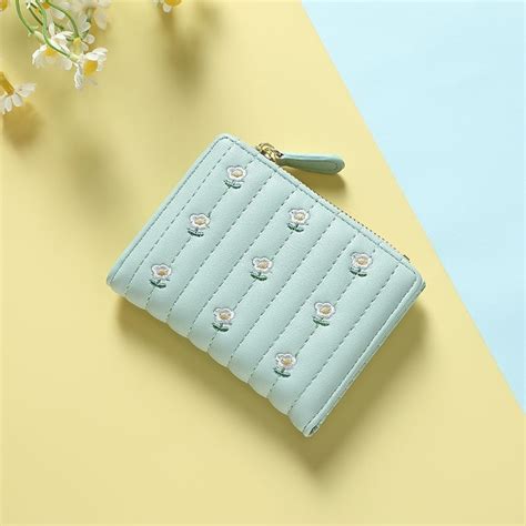 Yqy New Design Cute Flower Fashion Pu Leather Short Wallets Card Holder
