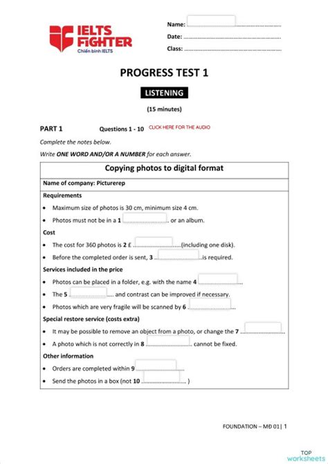Progress Test 1 Foundation Md1 Interactive Worksheet Topworksheets