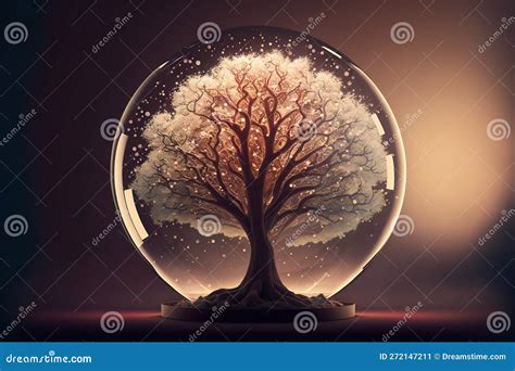 Shiny Tree In Snow Globe Nature Plants And Trees Stock Illustration