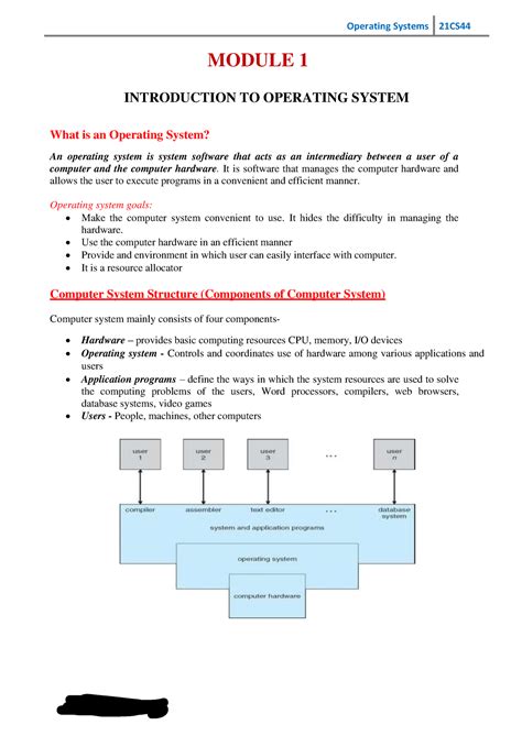 Os 1 Notes Module 1 Introduction To Operating System What Is An Operating System An Operating