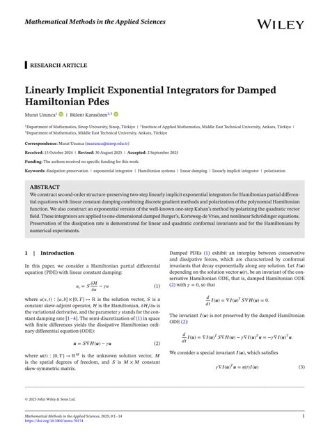 Linearly Implicit Exponential Integrators For Damped Hamiltonian Pdes Request Pdf