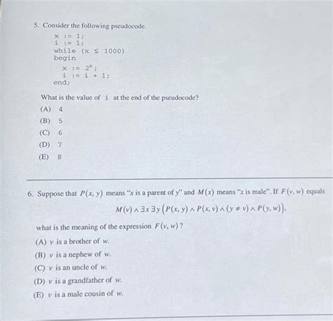 solved 5 consider the following pseudocode x 1 i 1
