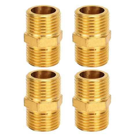 Rozyard Pack Of 4 Hexagonal Pipe Joints Male Thread Connectors Pipe
