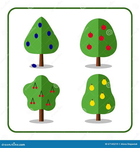 Fruit Tree Icons Set Stock Illustration Illustration Of Nature