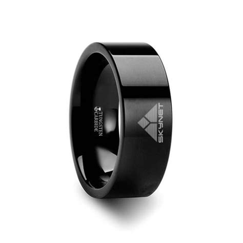 Skynet Terminator Symbol Super Hero Black Tungsten Engraved Ring