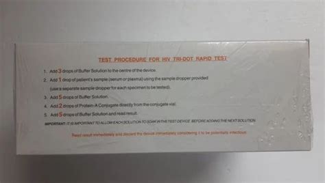 Hiv Tri Dot Test Kit Number Of Reactions Preps Kit 100 Kits At Rs