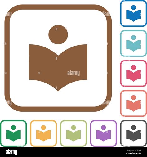 library simple icons in color rounded square frames on white background