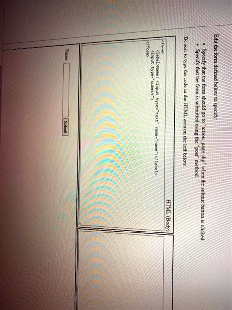 Solved Name Be Sure To Type The Code In The Html Area On The Left
