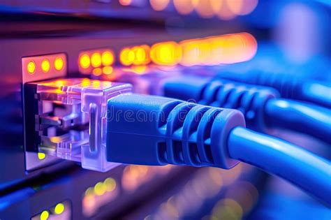 Network Ethernet Cables Plugged Into Switch Generative Ai Stock