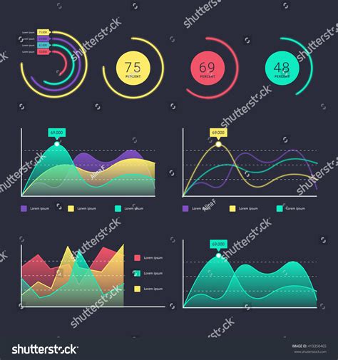 Flat Dashboard Set Ui Web Infographic Stock Vector Royalty Free Shutterstock