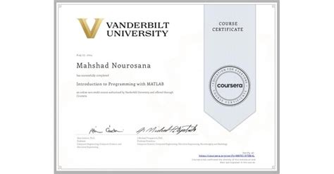 Mahshad Nourosana On Linkedin Completion Certificate For Introduction To Programming With Matlab