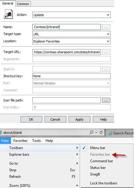 Active Directory Internet Explorer 11 Favourite Bar Greyed Out
