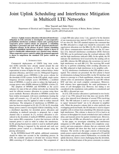 pdf joint uplink scheduling and interference mitigation in multicell