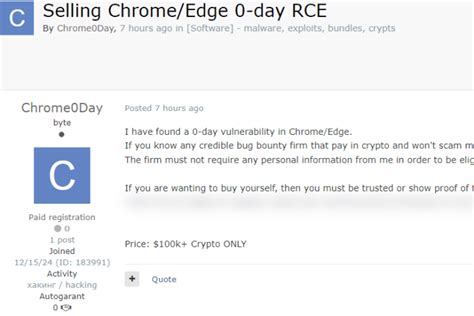 Zero Day Exploit For Chrome And Edge Browsers Allegedly Up For Sale On Dark Web