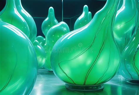 Illustration Of Green Futuristic Organic Shiny Glass Blobs Stock Illustration Illustration Of