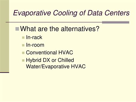 Ppt Evaporative Cooling Of Data Centers Powerpoint Presentation Free