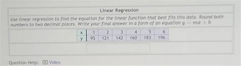 Solved Linear Regression Use linear regression to find the | Chegg.com