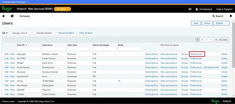 Steps To Configure User Preference In Sage Intacct
